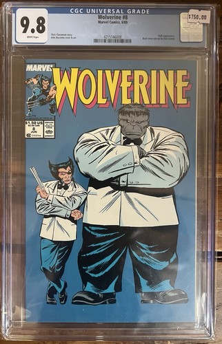 Wolverine #8 CGC 9.8 Classic Cover Hulk & Wolverine Marvel Comics 1989 ...