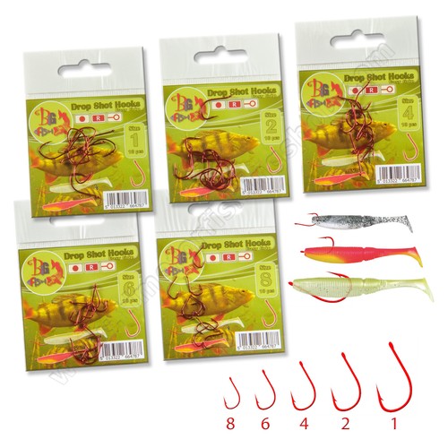 Drop Shot Hooks Wide Gap Red Perch Fishing Soft Lures Micro Fish Bait Worms | eBay UK