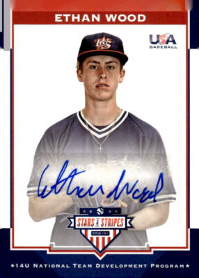 2017 USA Baseball Stars and Stripes 14U Signatures #47 Ethan Wood Auto ...