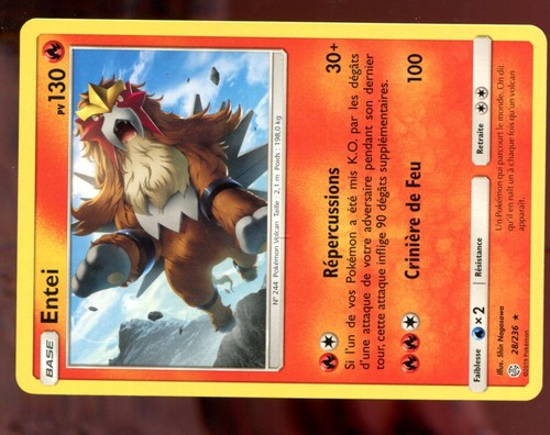 POKEMON (SL12) ECLIPSE COSMIQUE RARE N° 28/236 ENTEI 130 PV Attack 100 ...