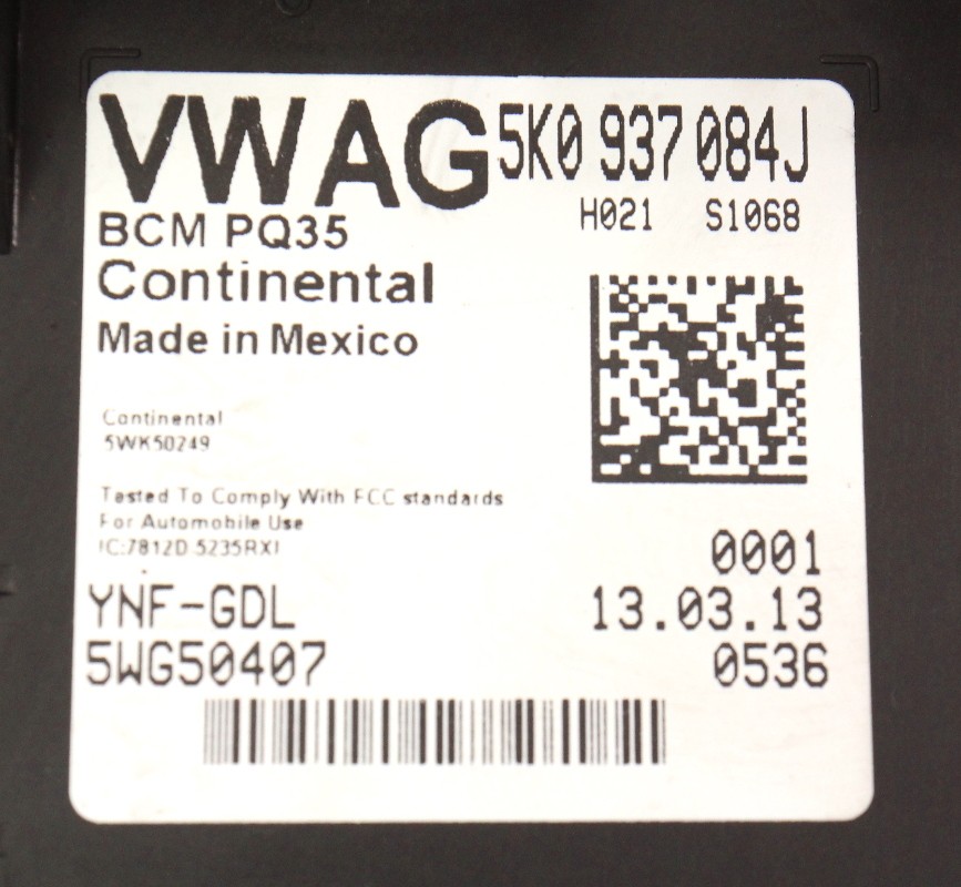 Body Control Module BCM 10-14 VW Jetta Sportwagen MK6 ~ Genuine ~ 5K0 ...