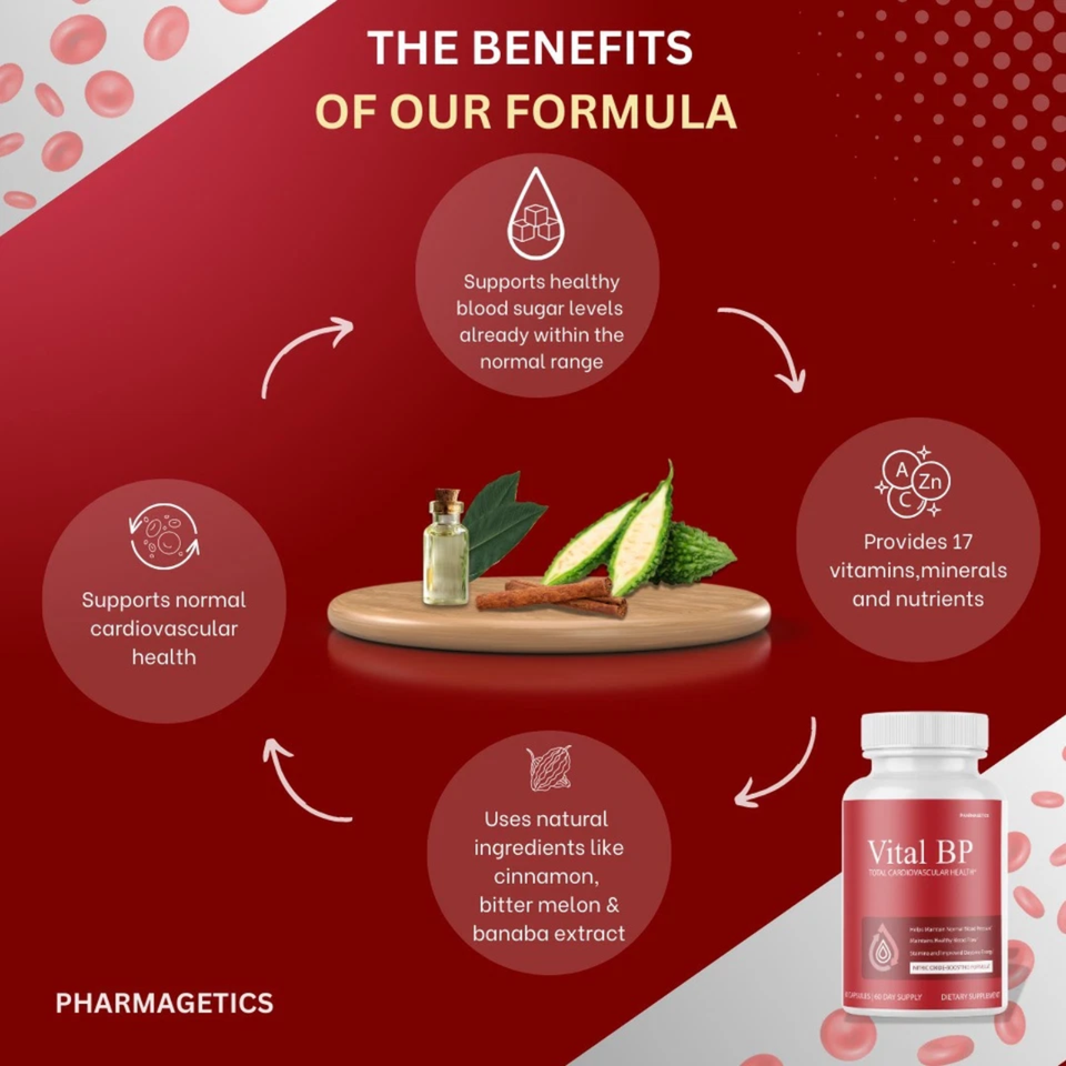 6 pack Vital BP Blood Support for Blood Flow Supplement - 60 Capsules ...