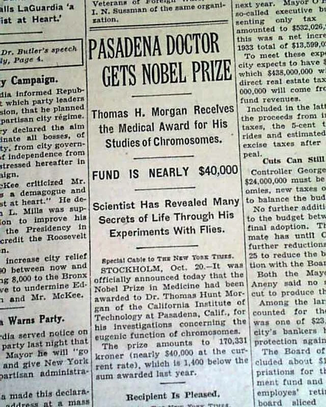 Thomas Hunt Morgan Nobel Prize