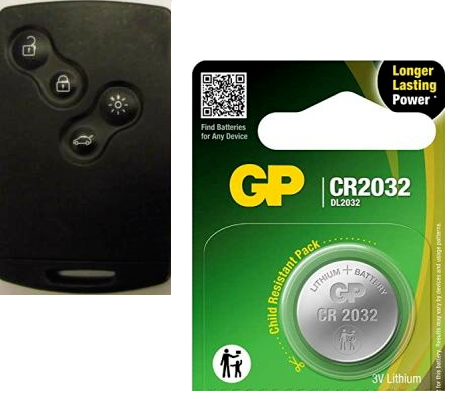 CR2032 BATTERY FOR RENAULT KOLEOS CAPTUR CLIO MK 4 MEGANE 3 KEY CARDS ...