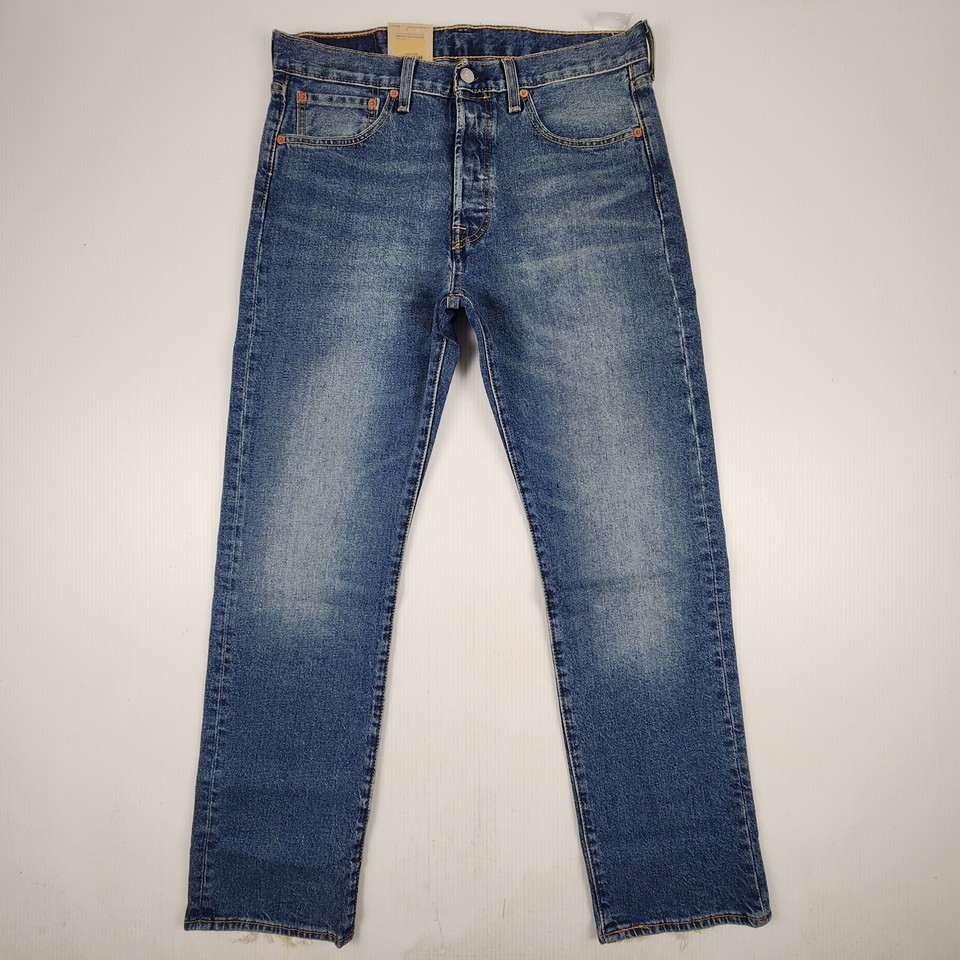 Levi's 501 Jeans Mens Original Straight Leg Blue Denim Stretch NEW ...