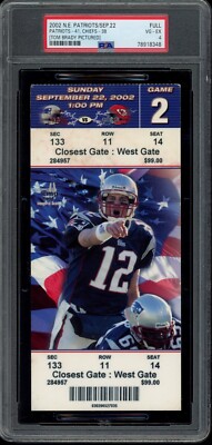 2002 Patriots Vs Chiefs 9/22/02 TOM BRADY 1ST PICTURED TICKET PSA 4 Low ...