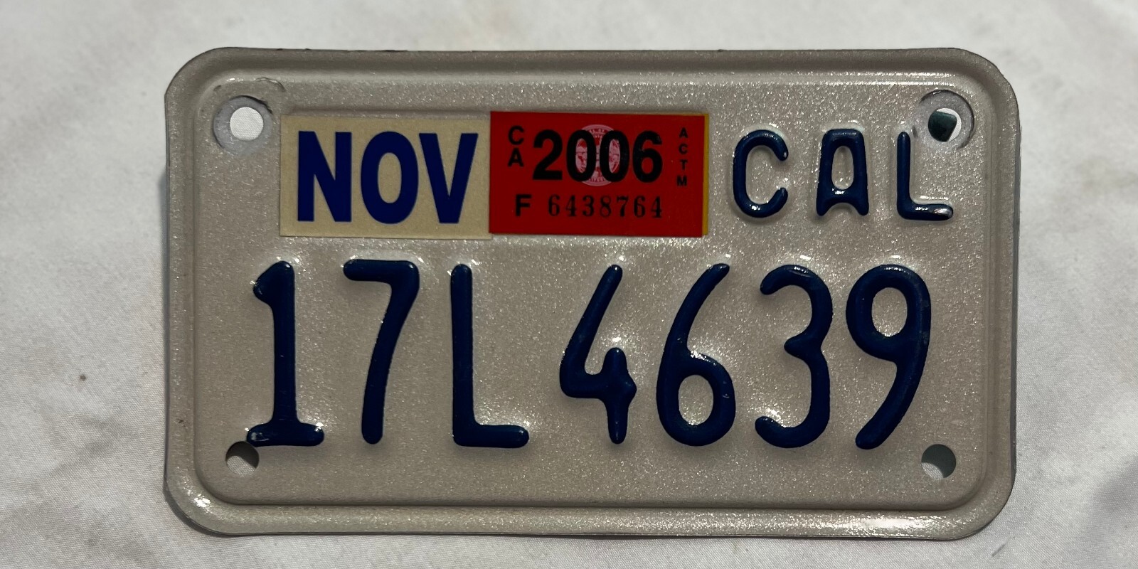 1 LICENSE PLATE PLATES CALIFORNIA 17L4639 2006 | eBay