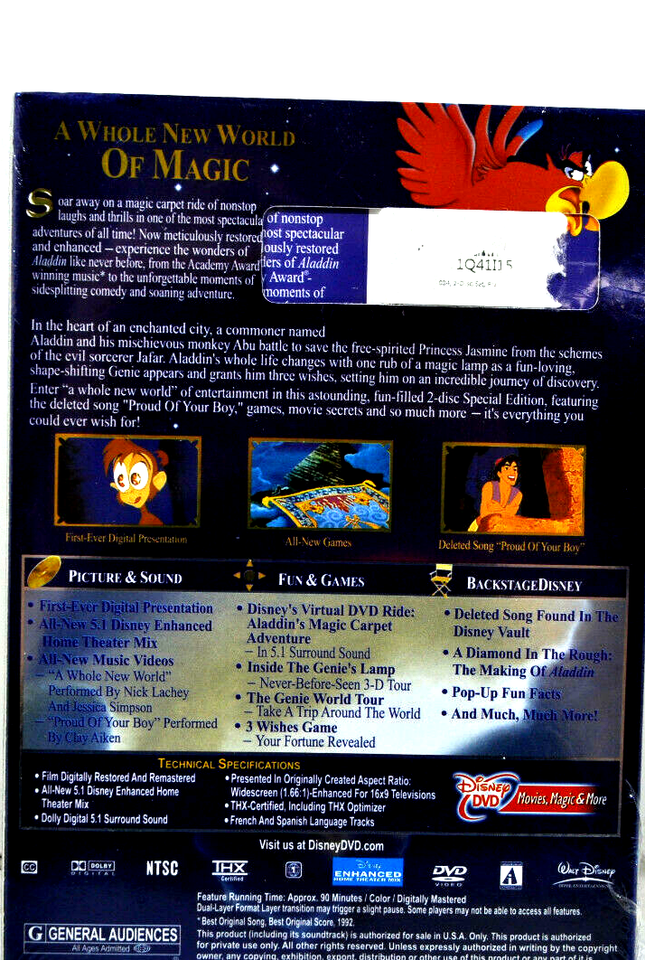 NEW Aladdin (DVD, 2004, 2-Disc Set, Special Edition Sealed | eBay