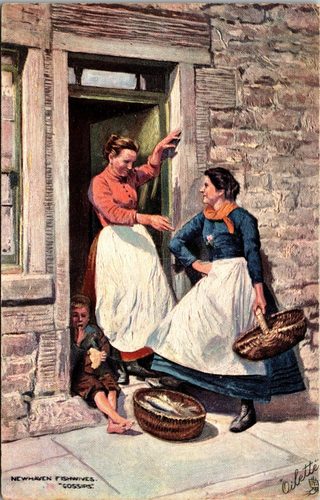 Newhaven Fishwives Gossips Scotland UK Raphael Tuck Unposted Postcard ...