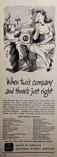 Nabisco Ritz Two's Company Three's Just Right Soldier Pretty Lady Print ...