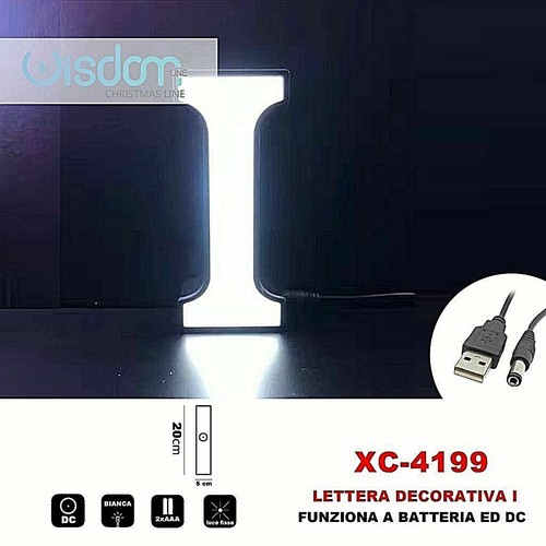 z Luce Led Lettera Luminosa Decorativa Alfabeto I Bianca Batteria Dc XC ...