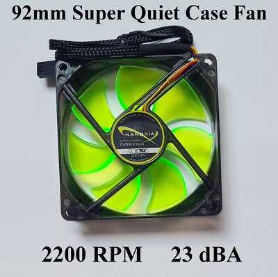 Super Quiet 92mm Case Fan 2200 RPM 23 dBA 3 pin w/ PCI Slot Fan Speed ...