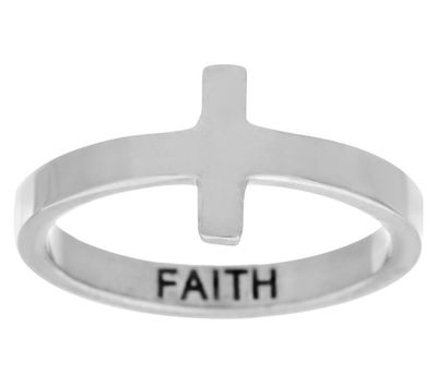 Size 10 QVC High Polish Horizontal Cross Ring Stainless Steel by Design ...