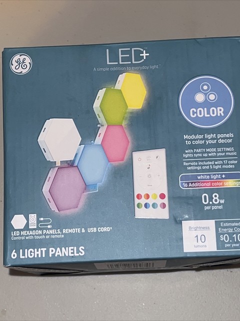 6 Panel GE LED Modular Hexagon Color Light Panels Kit Touch Sensitive ...