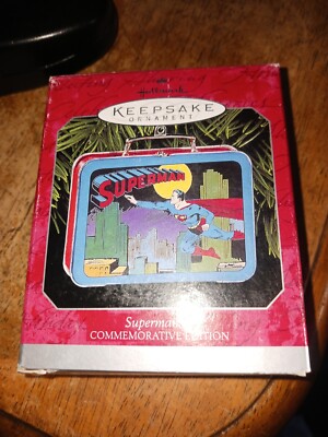 NEW 1998 Christmas Xmax Holiday Hallmark Ornament Superman Tin Lunchbox ...