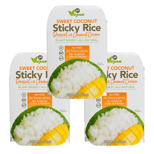 24 Vegan Sweet Coconut Sticky Rice Dessert with Coconut Cream - 3 PACK ...