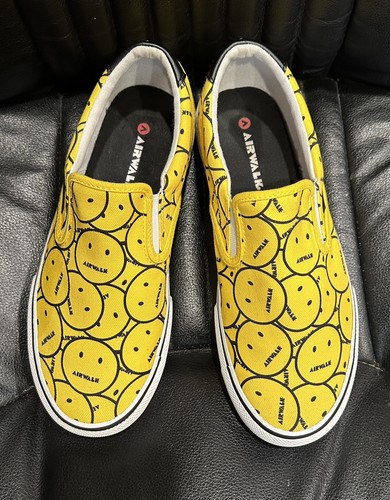 AIRWALK Size 9 Yellow Smiley Face 628 Cushioned Canvas Women’s Sneakers ...