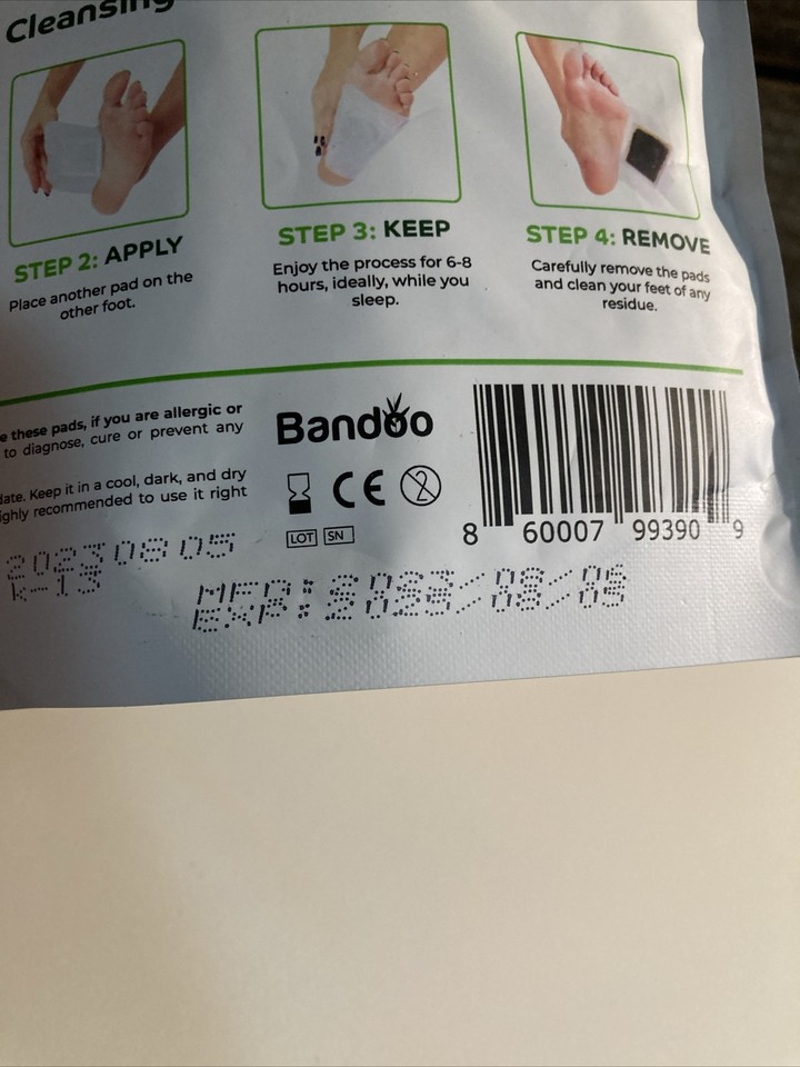 Bandoo Natural Cleansing Foot Pads All Natural Use While You Sleep ...