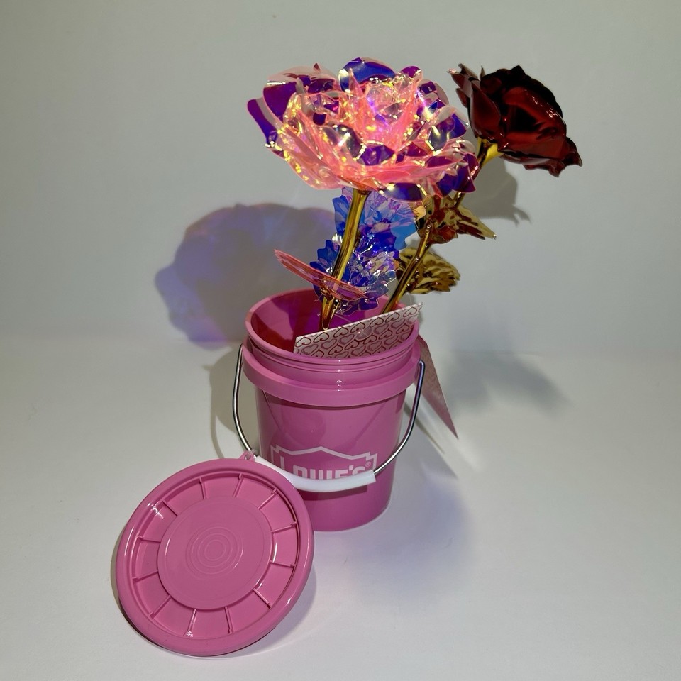 Lowe’s Mini Bucket Pink w/ Lid Viral Fun Set Of 2 Ships Fast | eBay