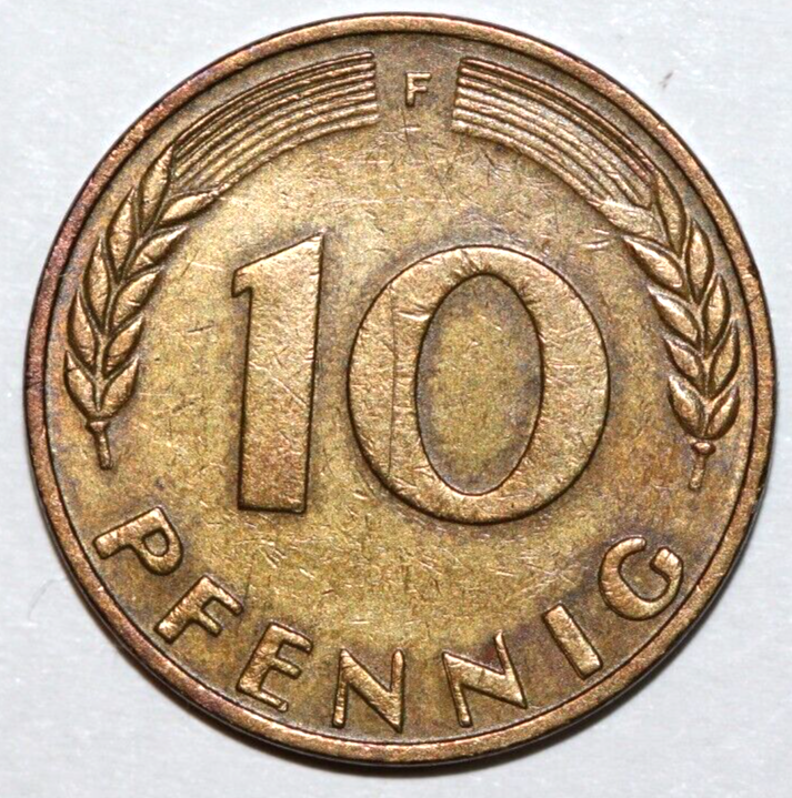 Germany 1972 F 10 Pfennig, Five oak leaves - Foreign Coin 21.5mm | eBay