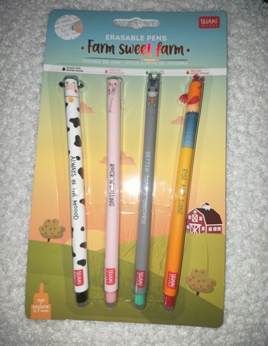 Legami Stifte Set 4er – Farm Sweet Farm Gelstifte Tiermotive Erasable ...