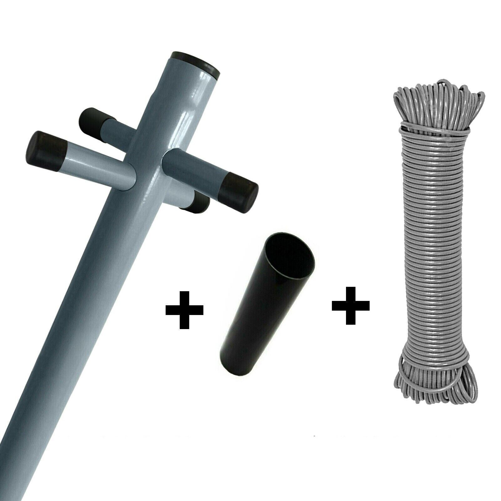 2 x Galvanised Washing Clothes Post Pole 30M Laundry Line Dryer Airer 2 ...