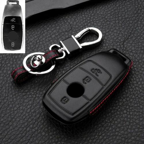 Leather Car Remote Key Case Cover Holder Key Chain Keyring For Mercedes ...