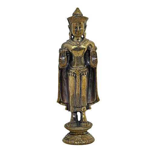 Khmer Standing Crowned Monday Buddha Brass Statue Healing Ancient Style ...