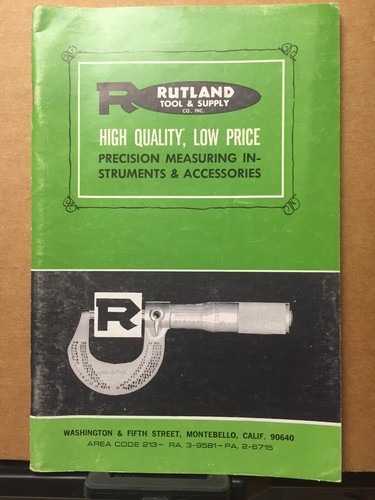 Vtg Rutland Tool & Supply Catalog Caliper Toolmaker Microscope ...