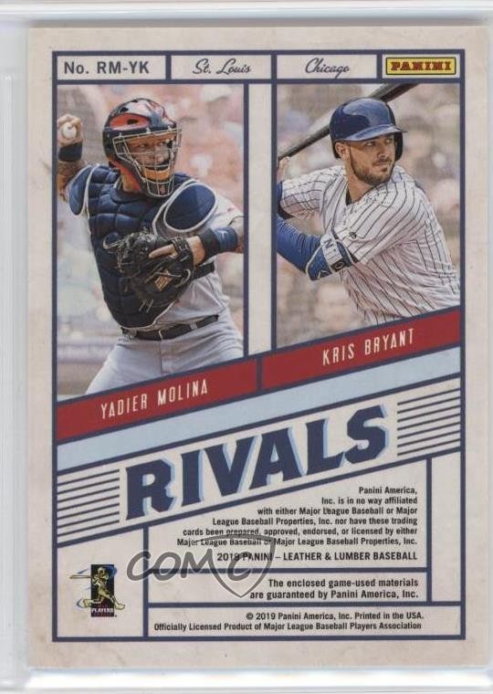 2019 Panini Leather & Lumber Rivals Materials /199 Kris Bryant Yadier ...