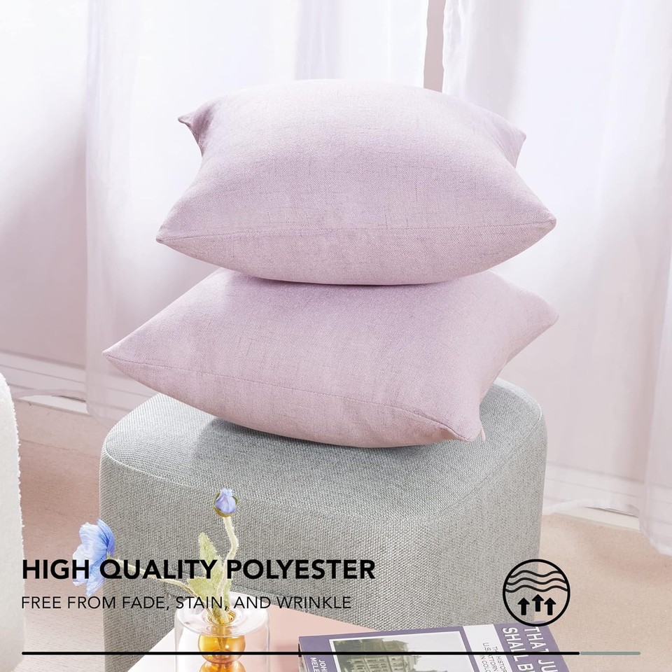 Deconovo Home Decorative Square Cushion Covers, Faux Linen Throw Pillow ...