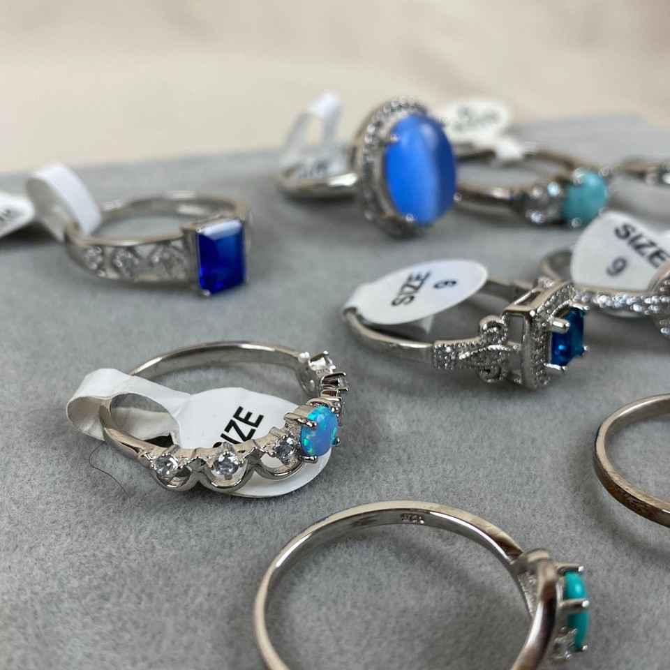 Lot of 18 Sterling Silver Multi Gemstone & Statement Rings Bands Sizes 8 9 10 | eBay