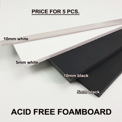 5x White 5mm thick Foamboard Backing board extra rigid core Acid free ...