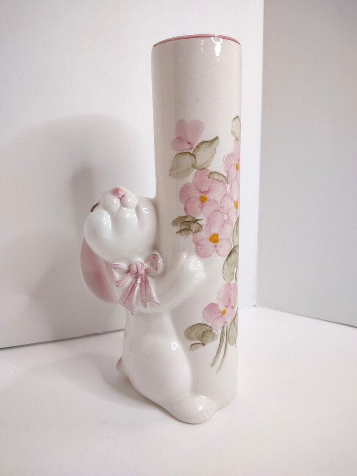 Vintage Ceramic Weiss Easter Bunny Rabbit Bud Vase 1987 Hand Painted ...