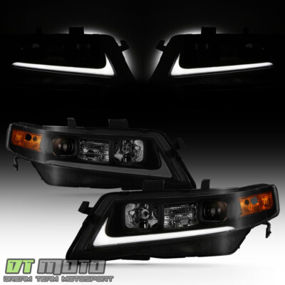 Black Smoked 2004-2008 Acura TSX CL9 LED Tube Projector Headlights ...
