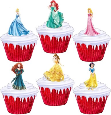 24 Disney Princess Stand Up Cup Cake Toppers Edible Birthday Party ...