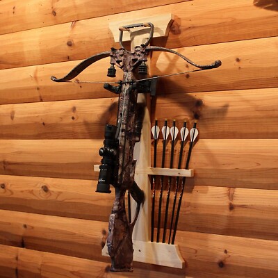 Crossbow Display Case Holder Wood 10 Arrow Bow Hunting Peg Hook Gun ...