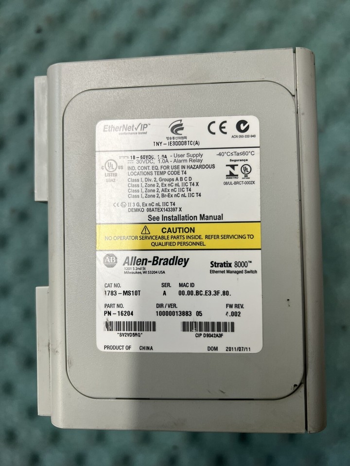 Allen Bradley 1783-MS10T Stratix 8000 Ethernet Managed Switch and 1783 ...