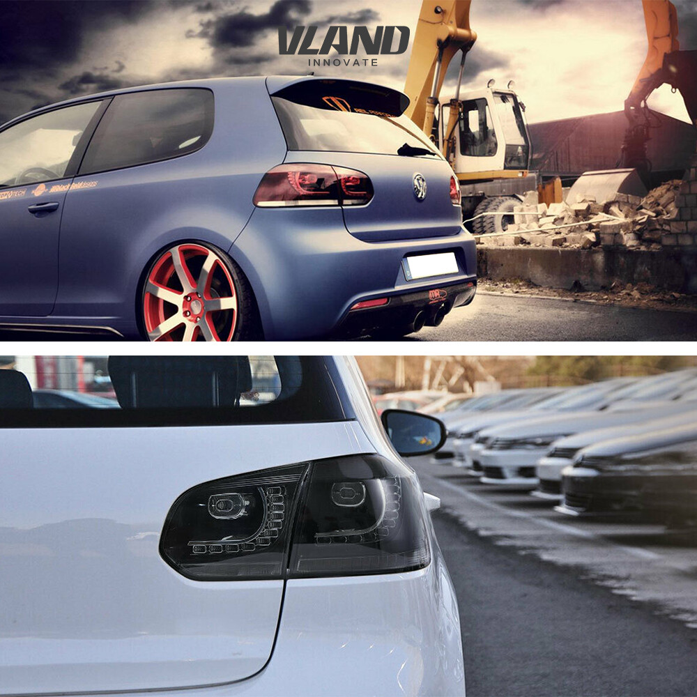 VLAND LED Tail Lights For VW GOLF MK6 GTI R 2010-2013 Full Smoked Rear ...