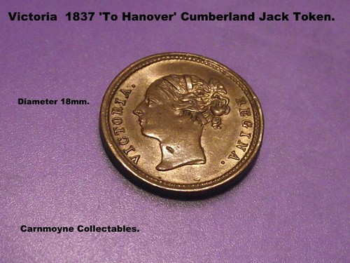 Victoria 1837 'To Hanover' Cumberland Jack Gaming Token.AH2663. | eBay.de