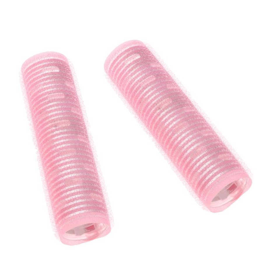 2x Women 11cm Pink Self Grip Hair Rollers Waves Bangs Sticky Styling ...