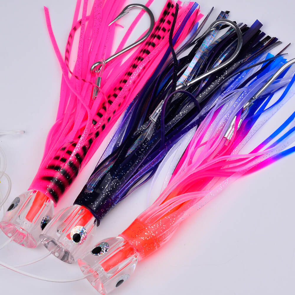 1/6pc 96g/23cm Soft Octopus Casting Lures Tuna Fishing Baits Vivid ...