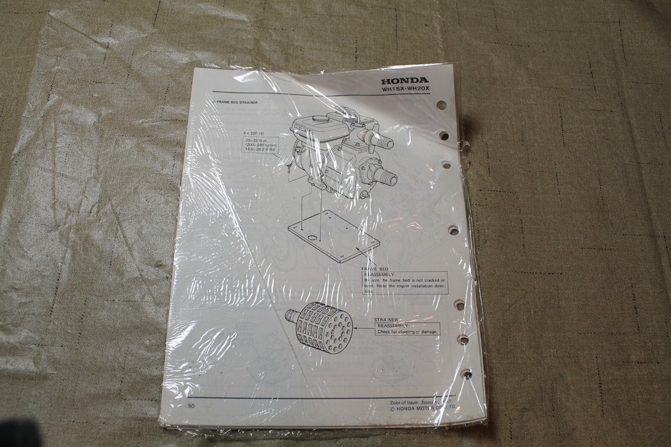 NOS Honda WH15X WH20X Generator Shop Service Repair Manual Unopened | eBay
