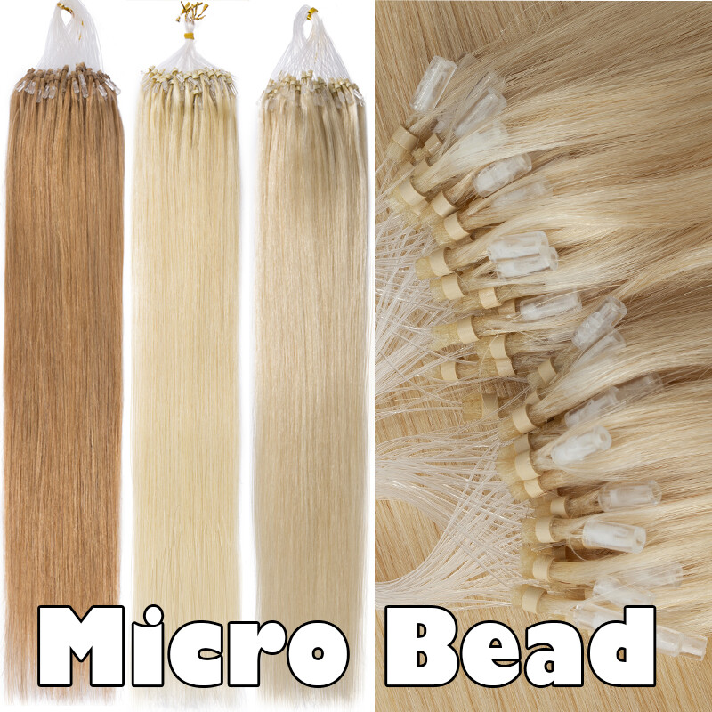 THICK Indian Micro Loop Ring Beads Remy Human Hair Extensions Full Head ...