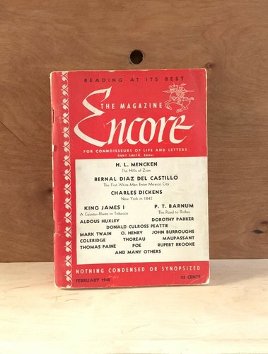 Encore the Magazine #1 1942 1st Issue H.L Mencken Charles Dickens Mark ...