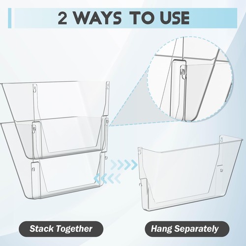 6 Pack Clear Acrylic Single Pocket Plastic Hanging Wall Mount File ...