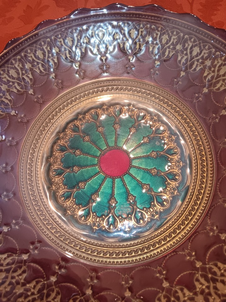 Turkish Art Glass Reverse Hand Painted Centerpiece Bowl | eBay