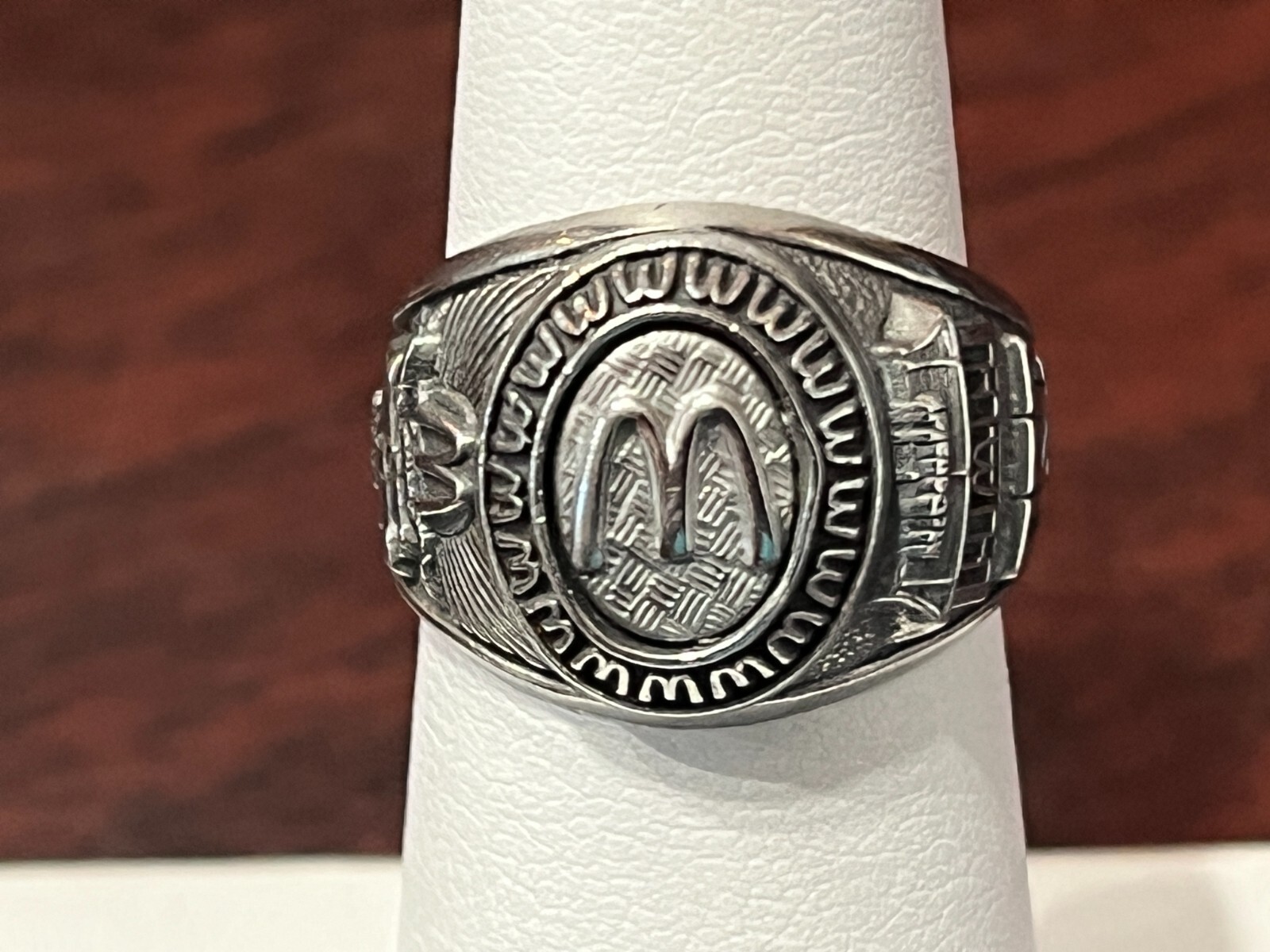 Vtg. McDonalds Employee Ring, Stainless Size 5.5 - Gem