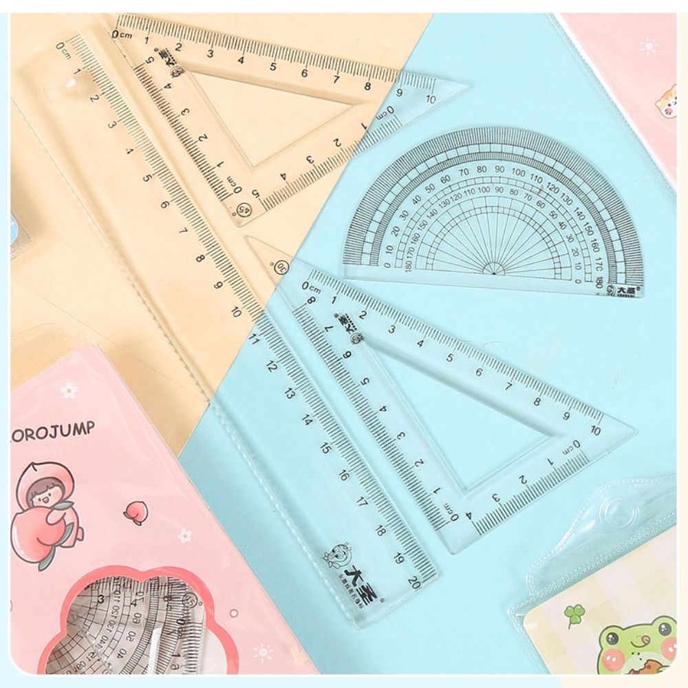 Plastic Cartoon Ruler Set Stationery Learning Measuring Tool | eBay