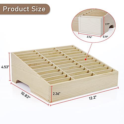 36-Grid Wooden Cell Phone Holder Desktop Organizer Storage Box for ...